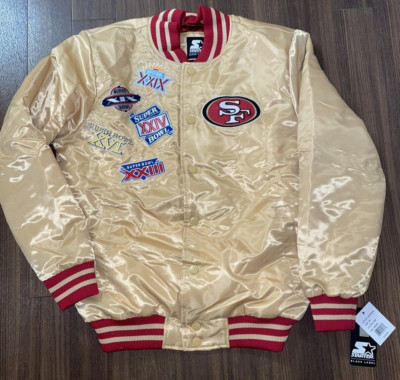 Starter San Francisco 49ers GOLD Jacket Satin Men SIZE L 5X Super Bowl ...