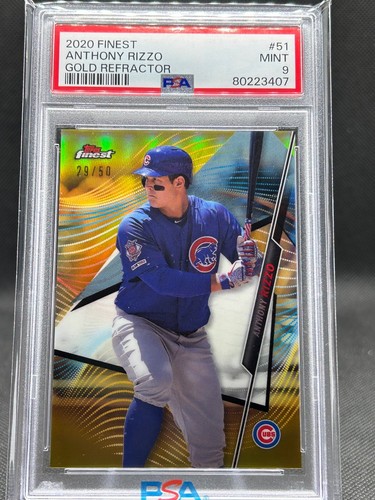 Anthony Rizzo 2020 Topps Finest GOLD Refractor 29/50 PSA 9 Mint Card ...