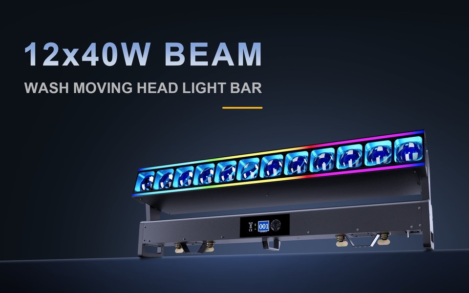 12x40W RGBW LED Beam Moving Head Light Wash Zoom Stage Light DMX512 Bar ...