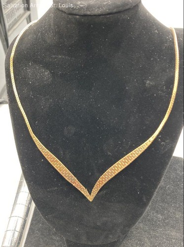 Womens 14K Gold V Shape Design Box Clasp Chain Necklace 11.03 Gram | eBay