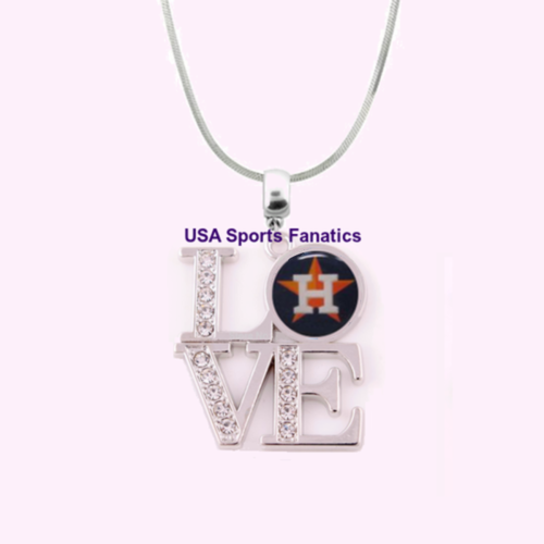 MLB - Houston Astros LOVE Necklace With Rhinestones On A 925 SS Snake ...