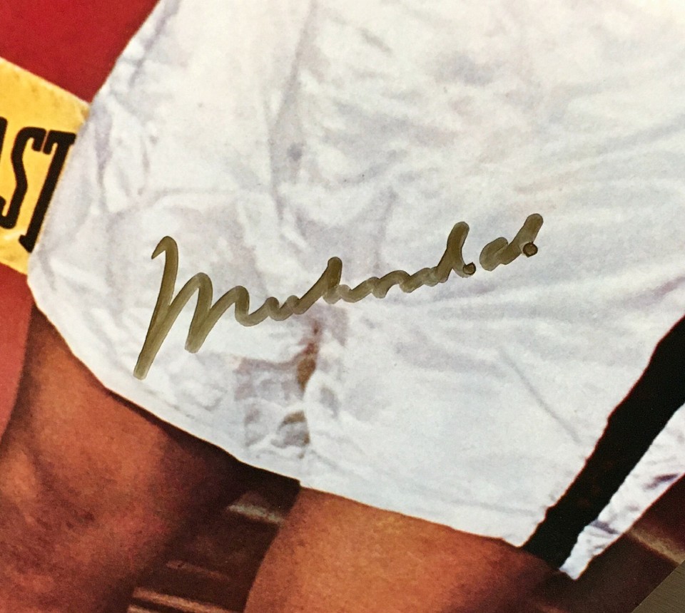 1973 MUHAMMAD ALI AUTHENTIC AUTOGRAPHED 12x36" EVERLAST POSTER with ...