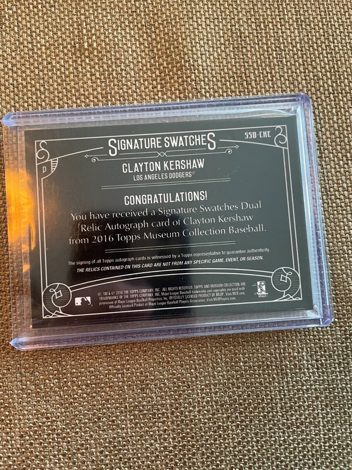 2016 Topps Museum Collection Clayton Kershaw Auto Autograph Relic /25 ...