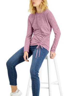 Inc International Concepts Metallic Side-Ruched Knit Top Junior Size ...