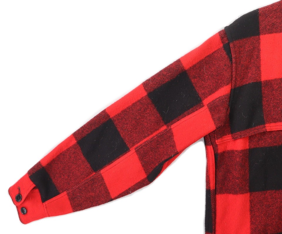 VTG WOOLRICH US Mens 40 S M Long Tall Red Plaid Wool Mackinaw Field ...