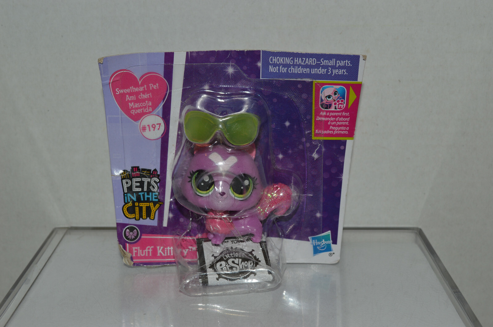 Littlest Pet Shop~#197~Cat~Fluff Kittery~Pink Glitter~Green Eye~Pets In ...