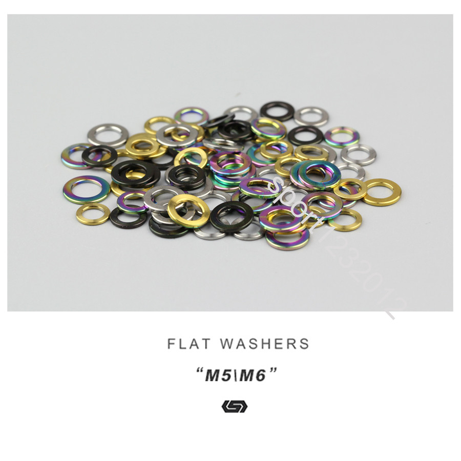 4pcs Titanium M5 / M6 Concave / Convex / Flat Gaskets Washers Shim Pad ...