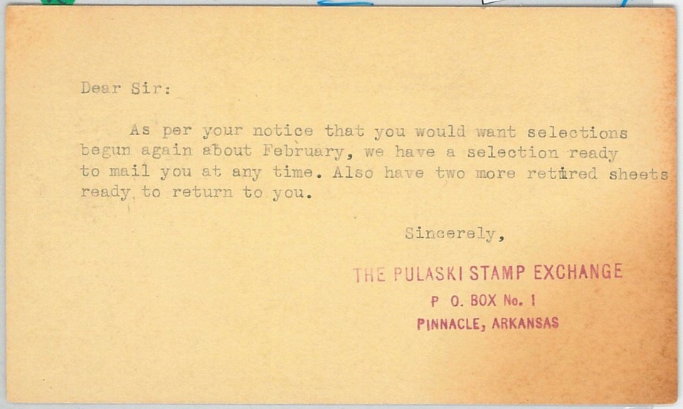 64623 - USA - POSTAL HISTORY: STATIONERY CARD 1938 from PINNACLE ...