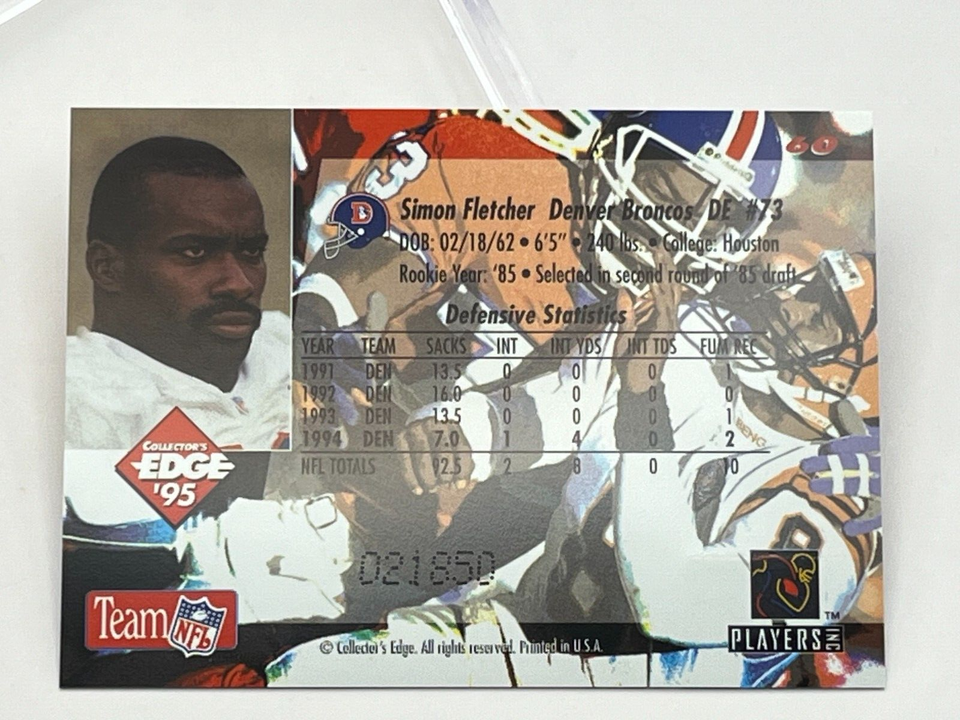 1995 Collector's Edge Black Label Card #60 Simon Fletcher Denver ...