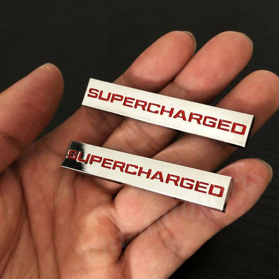 2pcs Metal Supercharged Car Trunk Fender Emblem Badge Decal Sticker ...