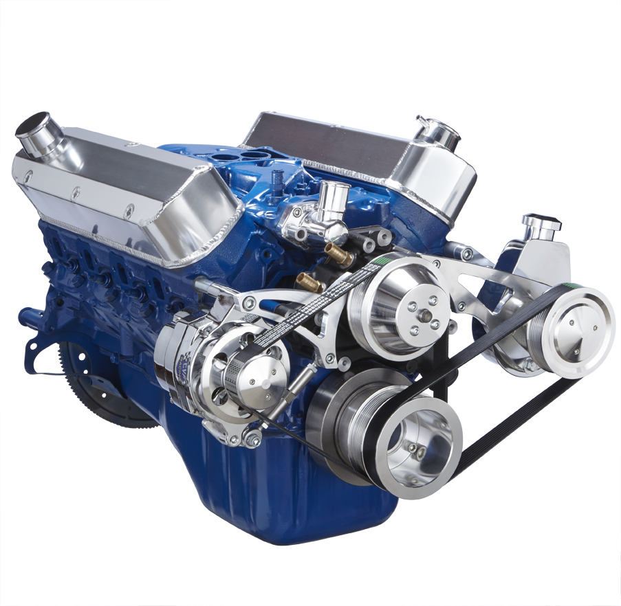 Small Block Ford Serpentine Kit SBF Late Water Pump 4 Bolt Balancer 289 ...