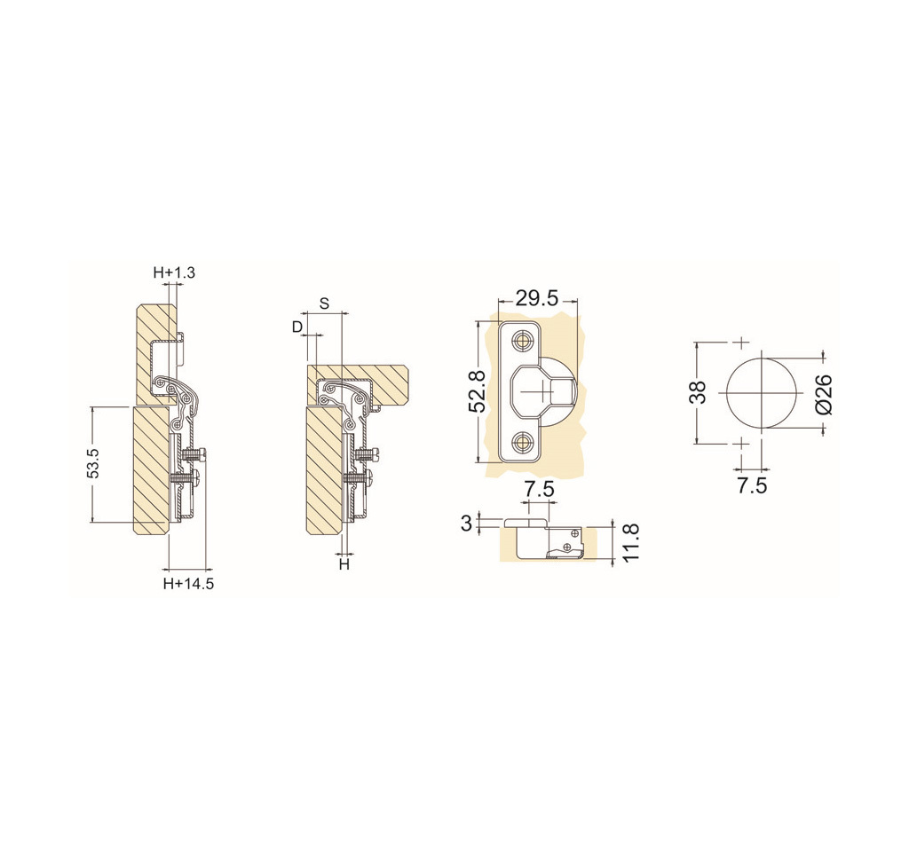 10 x piece pot band full overlay 26 mm hinge Cup hinges furniture ...