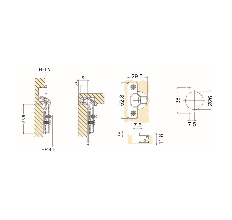 10 x piece pot band full overlay 26 mm hinge Cup hinges furniture ...