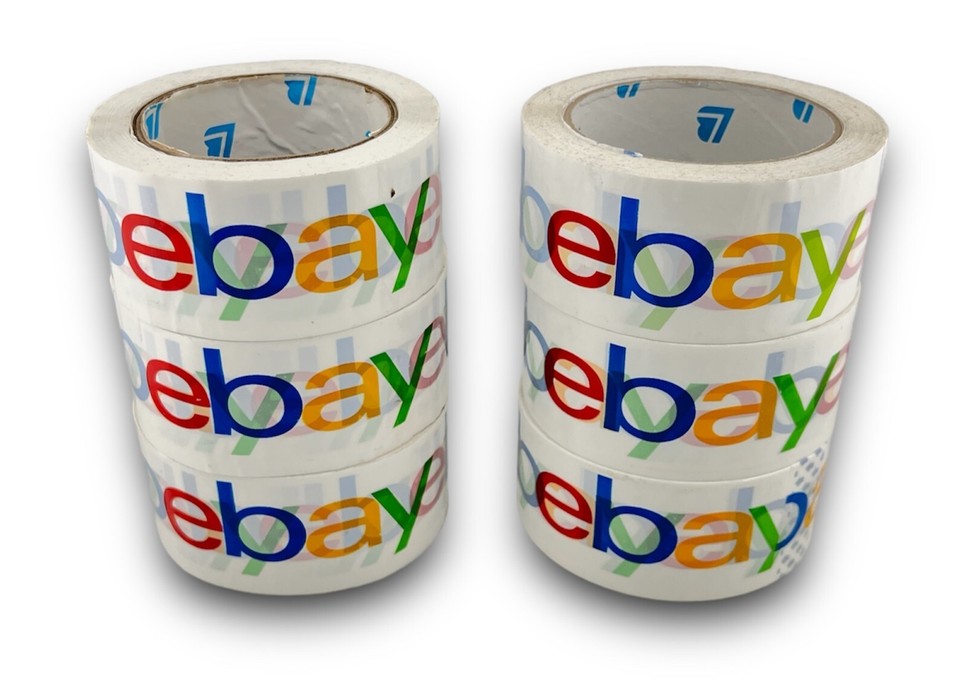 6 Roll Genuine EBAY Packaging Tape Color Logo 2” x 75” Yard FREE ...