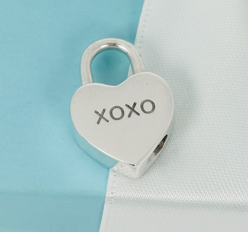 Tiffany & Co XOXO Kisses Hugs Heart Padlock Charm Pendant in Sterling ...