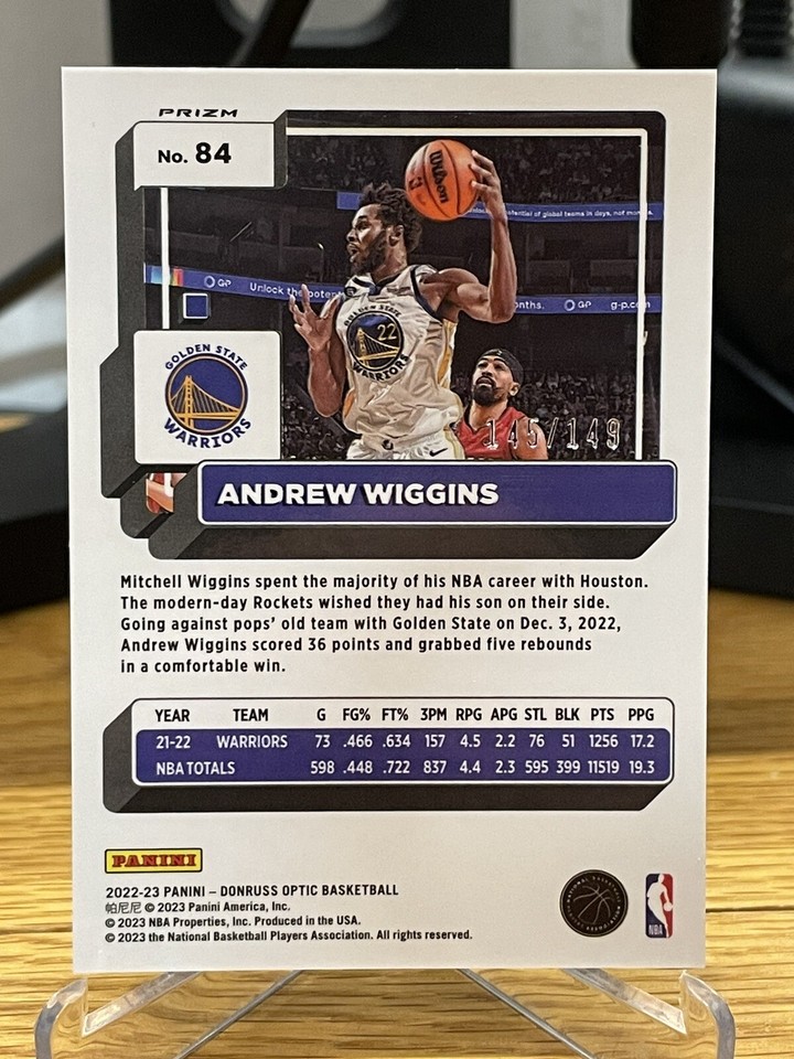 2022-23 Optic Andrew Wiggins Green /149 No. 84 - Golden State Warriors ...