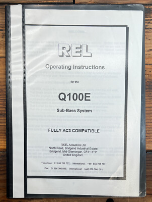 REL Q100E Subwoofer Owner / User Manual *Original* | eBay