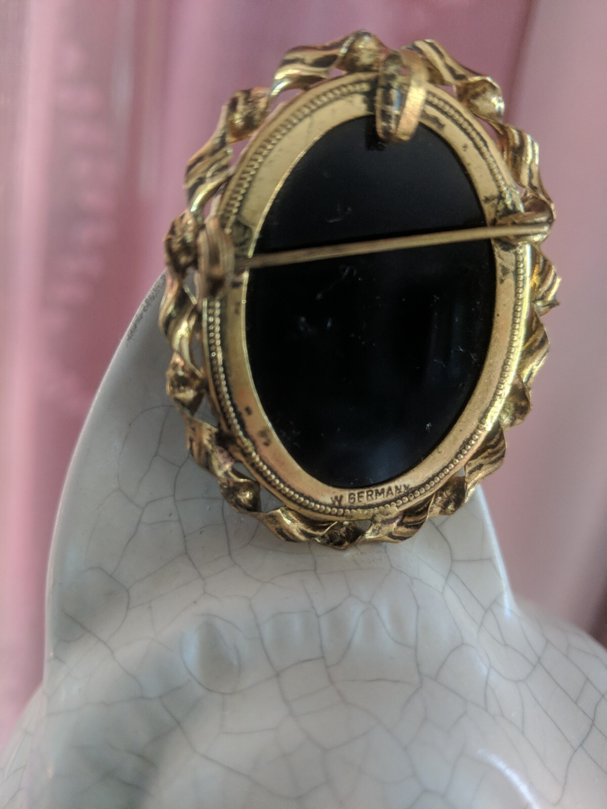 Large Vintage Clear Intaglio Pin/Pendant Faceted Reverse Cameo Signed W ...