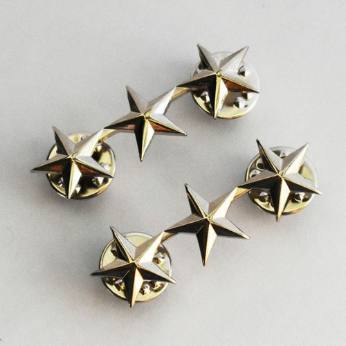 WW2 PAIR OF US OFFICER 3 STAR MINI LIEUTENANT GENERAL RANK BADGES PIN ...