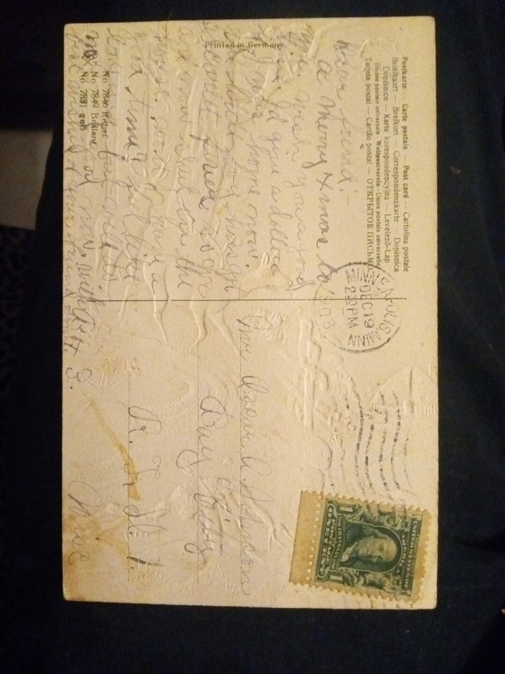 Vintage Postcard A Merry Christmas Deer Moon Night embossed 1908 | eBay