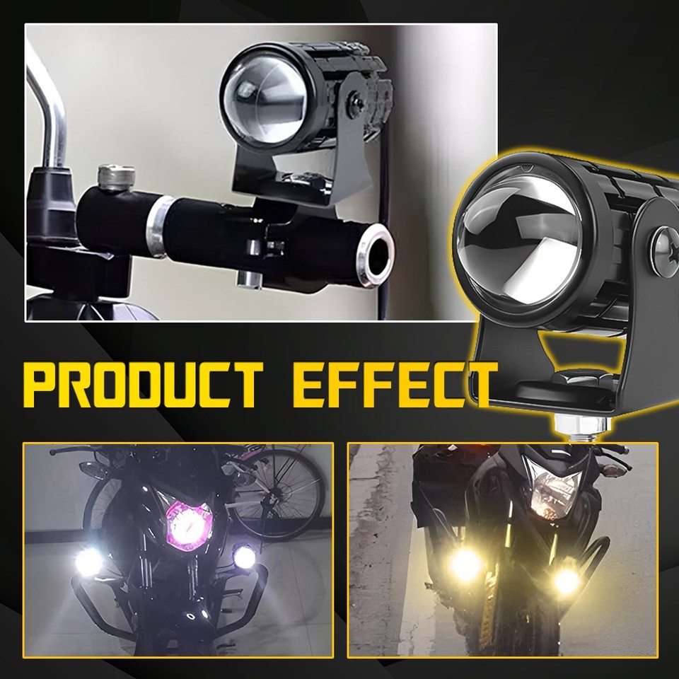 2x Motorcycle LED Headlight Fog Driving Spot Light Auxiliary Lamp ...