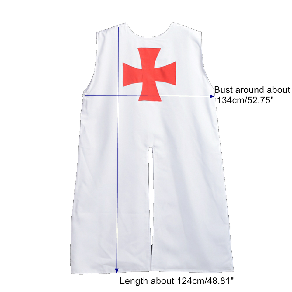 Medieval Men Crusader LARP Red Cross Cloak Cosplay Templar Knights ...