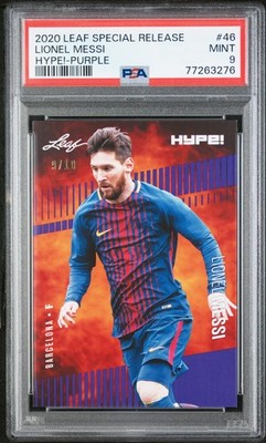 PSA 9 MINT Lionel Messi 2020 Leaf Hype #46 Rare Trading Card Purple #9/ ...