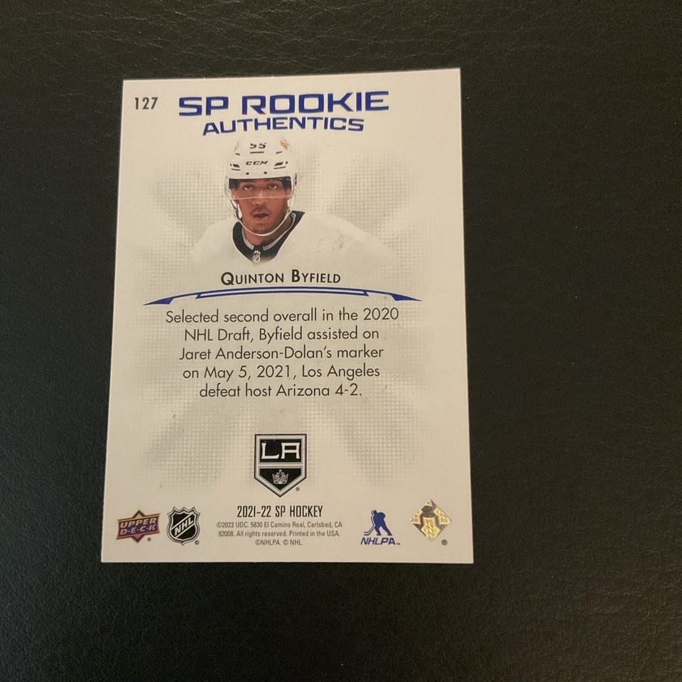 quinton byfield 2021-22 sp #127 Rookie Authentics Blue Parallel Brand New | eBay