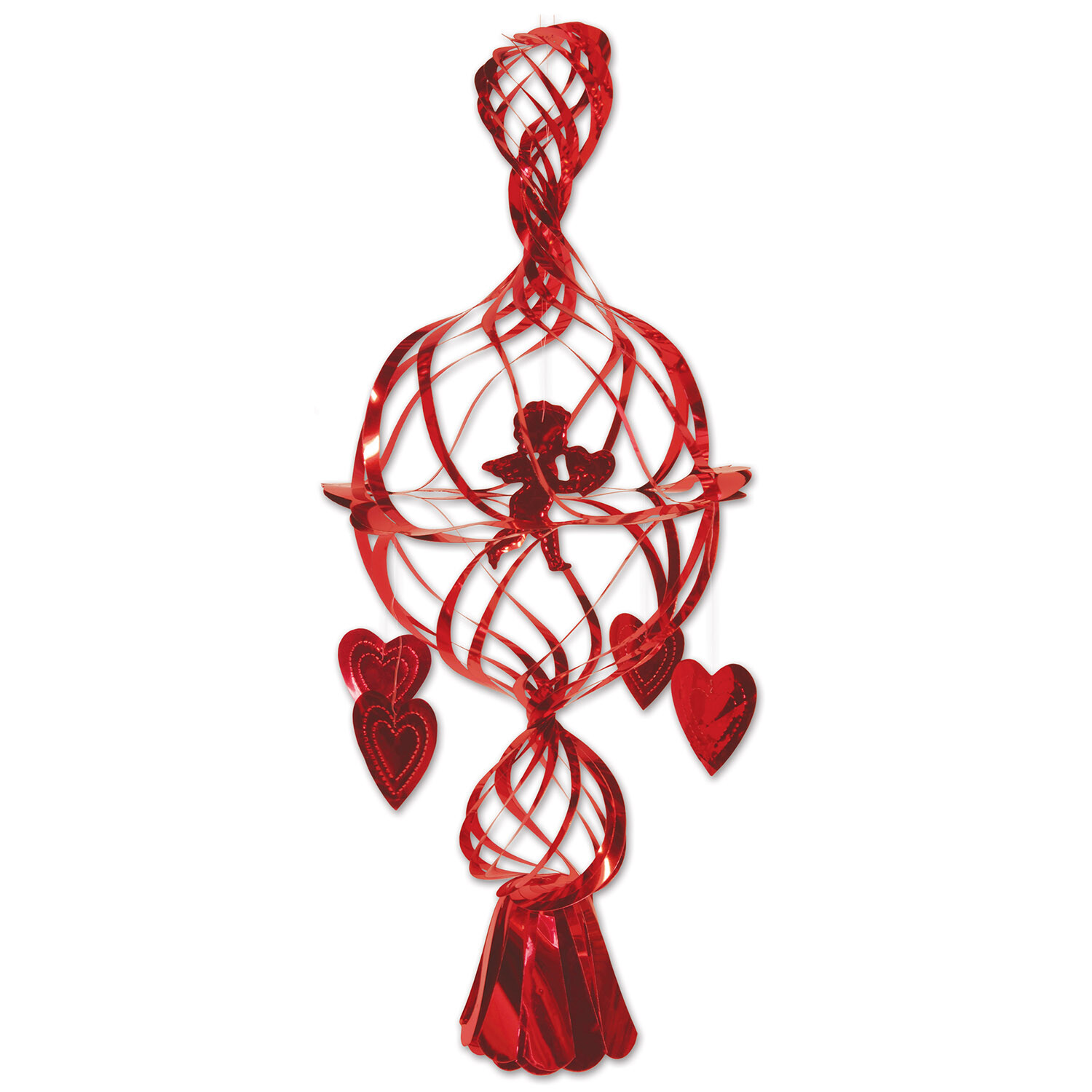 VALENTINES DAY CUPID & HEARTS METALLIC HANGING DECORATION HEART CUPIDS ...