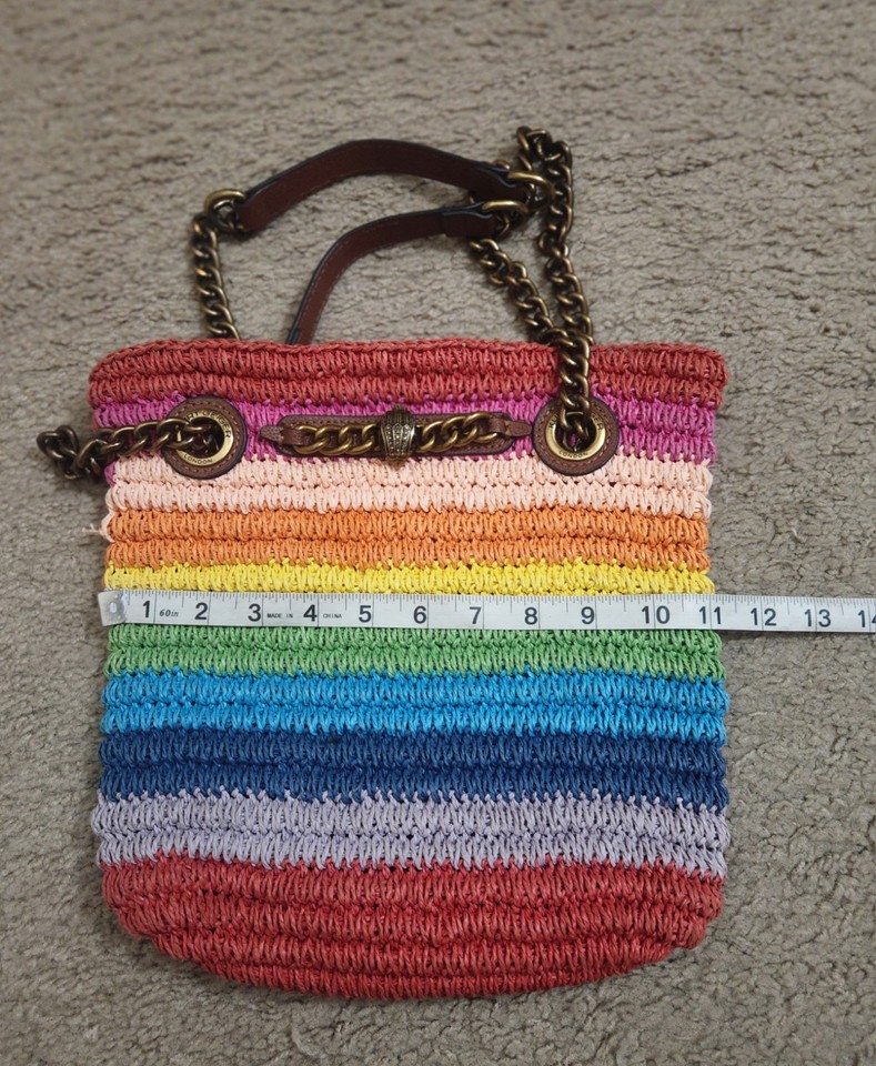 KURT GEIGER LONDON Chelsea Rainbow Stripe Woven Raffia Shoulder Bag | eBay