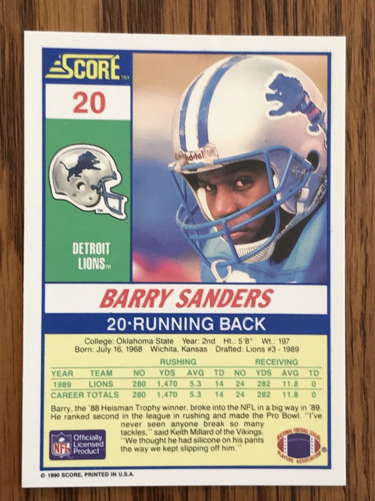 1990 Score - Barry Sanders #20 for sale online | eBay