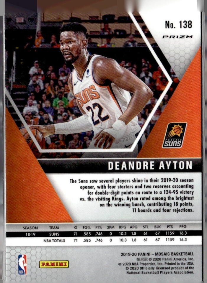 2019-20 Panini Mosaic #138 Deandre Ayton Reactive Orange | eBay