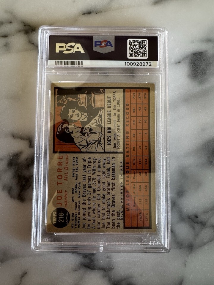 1962 Topps Joe Torre Rookie RC Graded PSA 3 | eBay