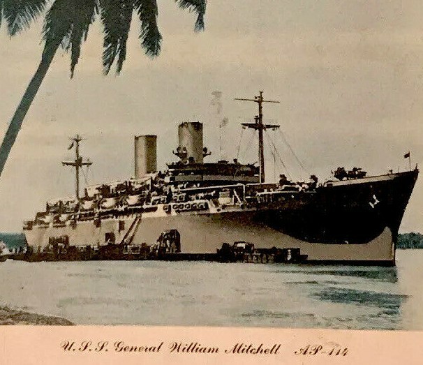 1943 WWII USS General William Mitchell Ship, Oversized Colorized Photo ...
