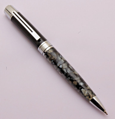 Oliver Vision Black & White Acrylic Barrel Ballpoint Pen With Chrome ...
