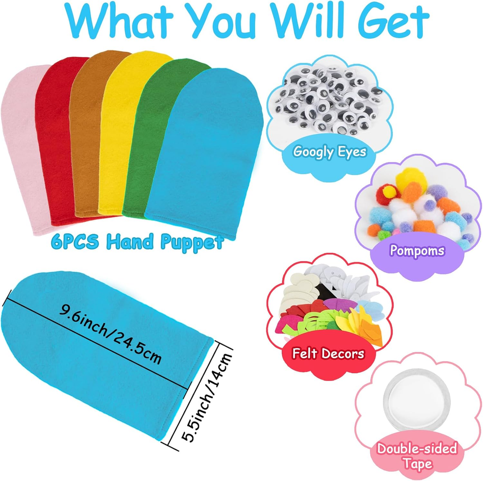 6PCS Hand Puppets - Hand Puppet Making Kit Sock Arts and Crafts Kit for ...
