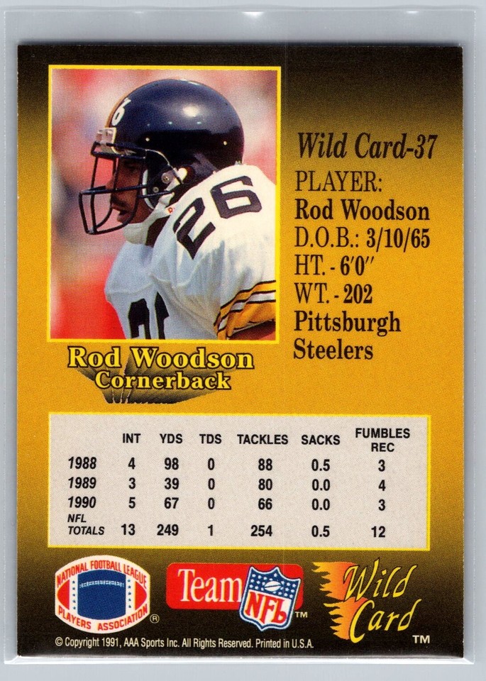 1991 Rod Woodson NFL Wild Card #37 | eBay