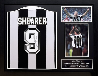 FRAMED ALAN SHEARER SIGNED NEWCASTLE UNITED 1996 RETRO FOOTBALL SHIRT ...