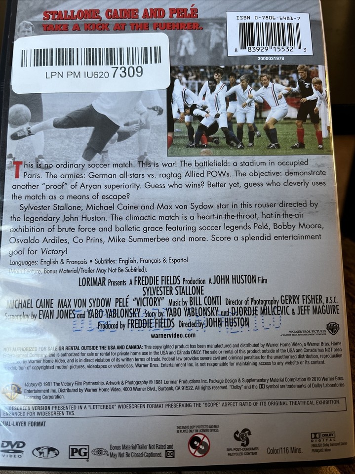 Victory (DVD, 1981) Sylvester Stallone, Pele 883929155323| eBay