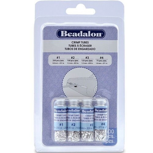 Beadalon Crimp Tubes Variety Pack Sizes 1 2 3 & 4 600/Pkg - Silver ...
