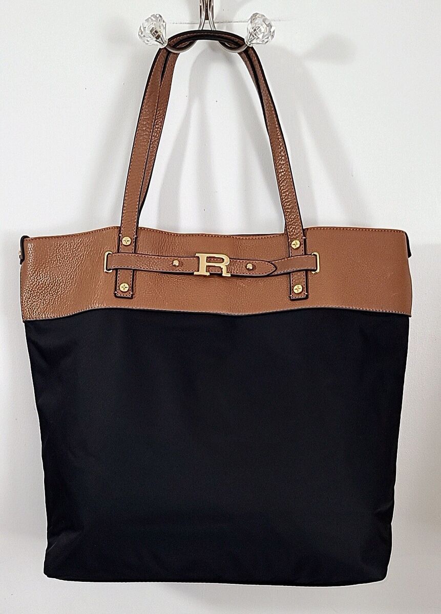 C WONDER SIGNATURE INITIAL LARGE NYLON LEATHER TOTE BAG eBay