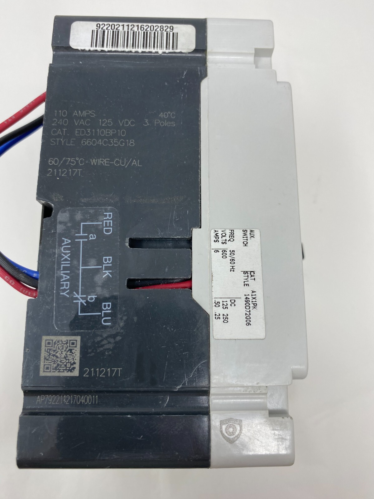 Eaton Cutler-Hammer ED3110BP10 Circuit Breaker 110A 240V w/Auxiliary ...