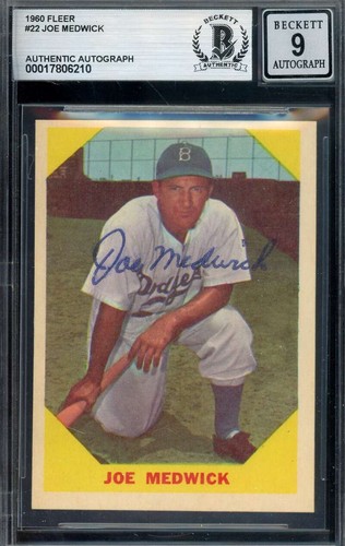 Joe Medwick Mint 9 Beckett BAS Signed 1960 Fleer Autograph | eBay