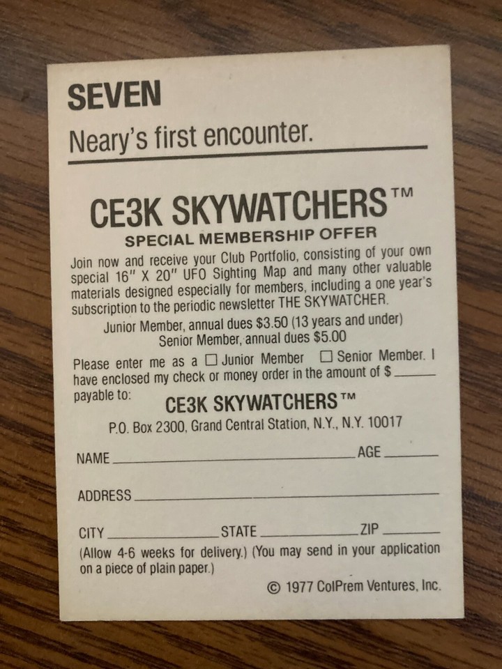 1979 Wonder Bread Close Encounters #7 Neary's First Encounter Ex | eBay