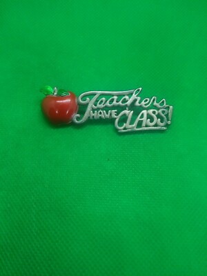 Stunning Vtg designer signed AJC "Teachers have Class" Silver Tone ...