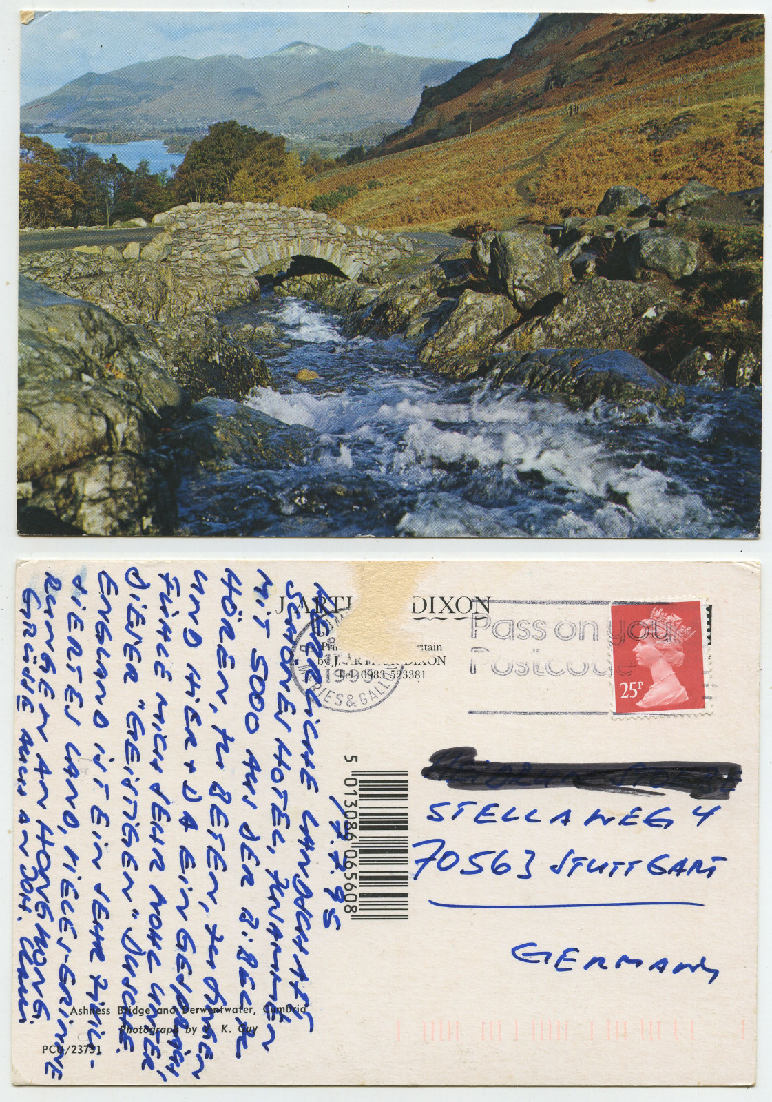 46071 - Ashness Bridge and Derwentwater, Cumbria - AK, gelaufen 17.7. ...