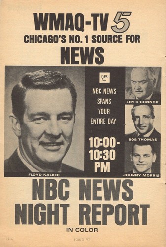 1969 WMAQ TV NEWS AD ~ JOHNNY MORRIS FLOYD KALBER BOB THOMAS LEN O ...