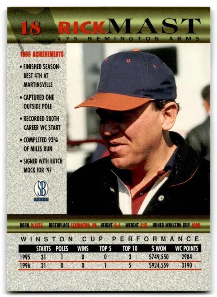 1997 Score Board Rick Mast Precision Products Racing #18 | eBay