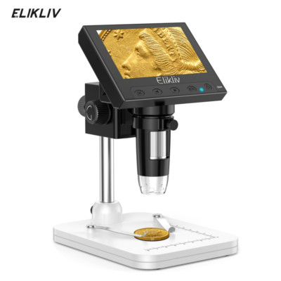 Elikliv EDM4 4.3" Digital Coin Microscope 50X-1000X Magnification 8 LED ...