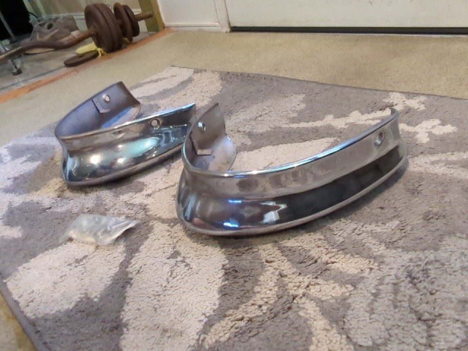 1956 CHEVY REAR ACCESSORY BUMPER GUARDS PAIR USED ORIGINAL VERY CLEAN ...